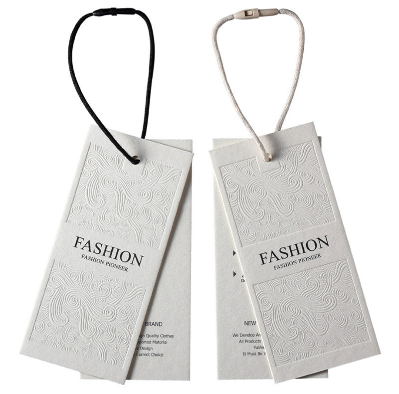 Gelebor ISO9001 Clothing Tag Label Embossing Clothes Hang Tag Ivory White