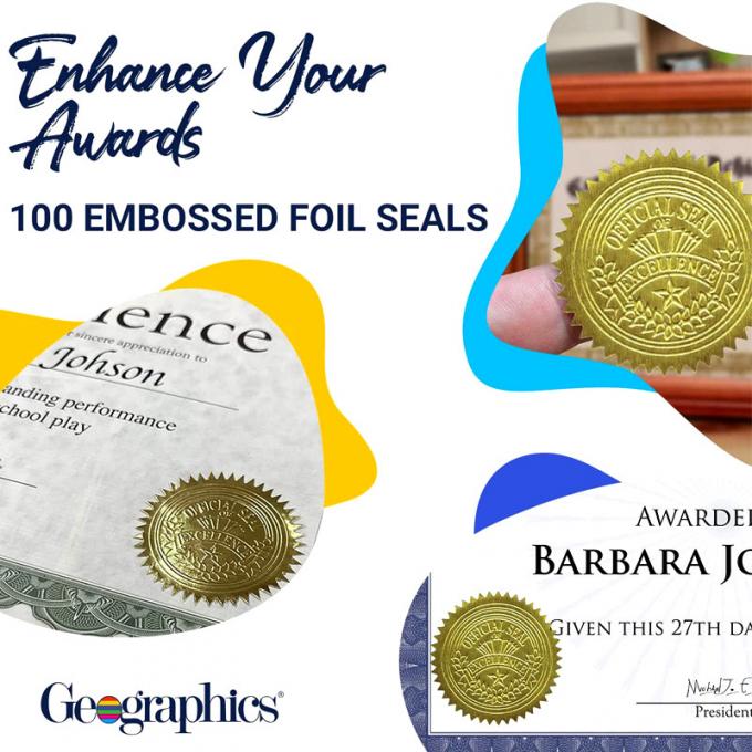 Red Paper Gold Foil Certificate Label Sticker Custom Logo Embossed