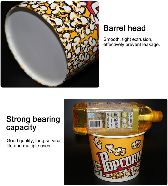Eco Friendly Disposable Food Packaging Round Popcorn Paper Cups Bucket 24oz